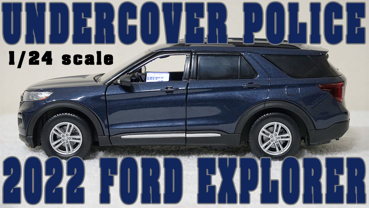 1/24 scale Civilian Blue Undercover Police 2022 Ford Explorer with cus ...